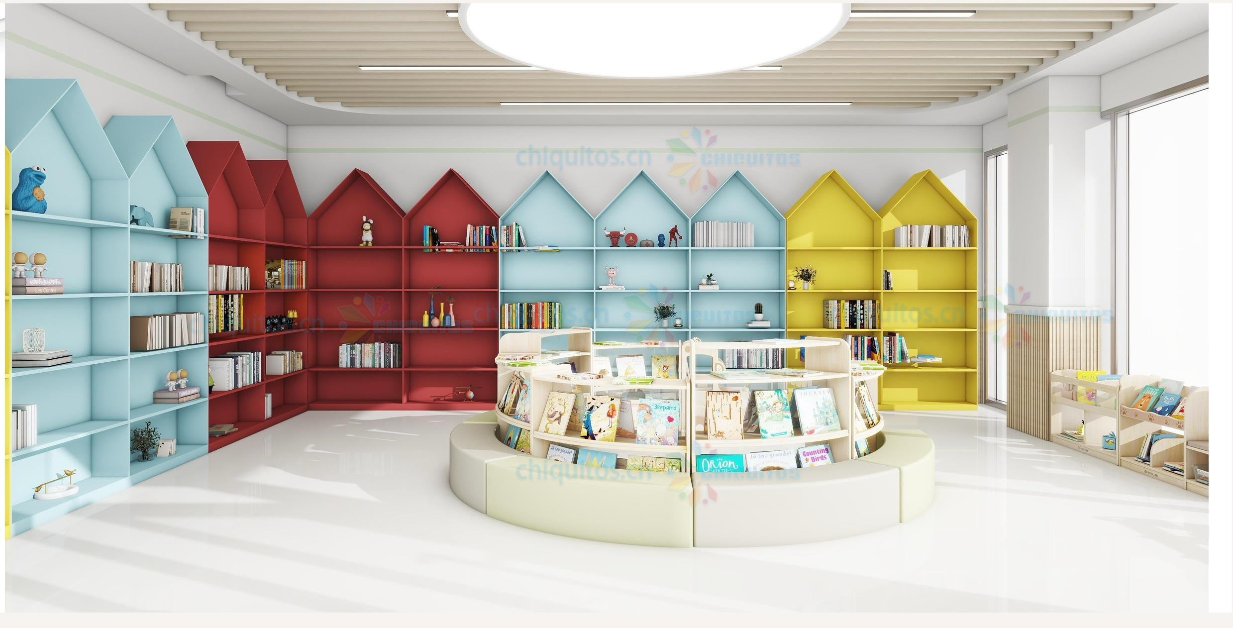 Chiquitos Creative Kids Library Furniture Set Colorful Bookshelves and ...