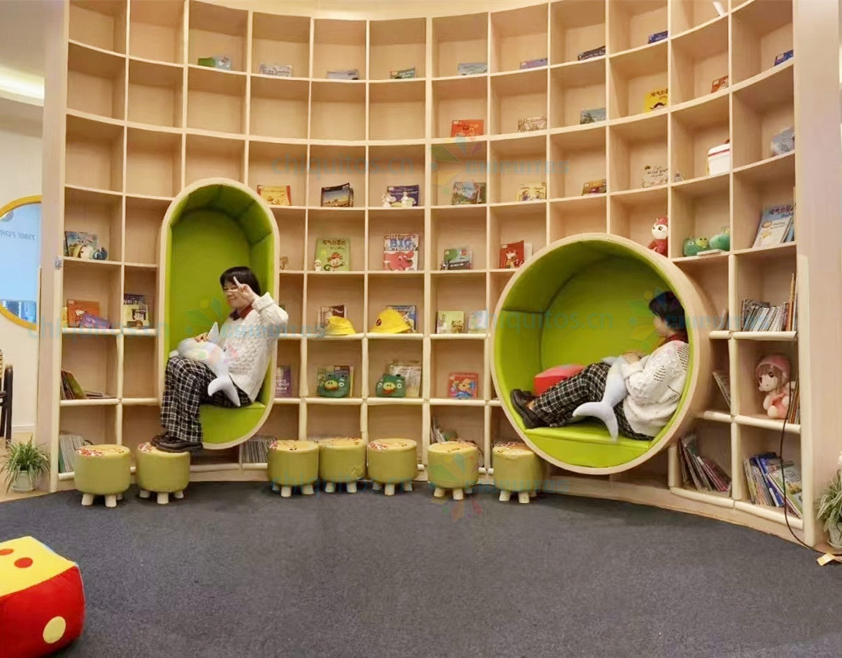 Chiquitos Creative Kids Bookshelf with Reading Nook Comfortable Circul ...