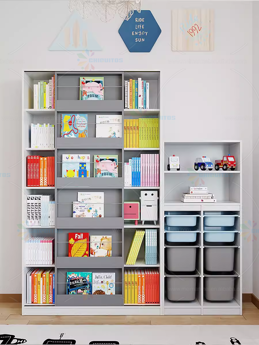 Chiquitos Solid Wood Children'S Bookshelf Push-Pull Bookcase Floor-To ...
