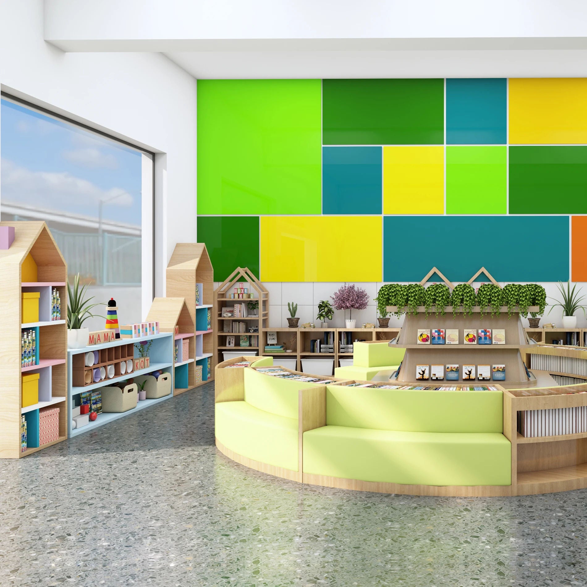 Chiquitos China Customize Creative Shaped Wooden Bookshelf With Sofa S ...